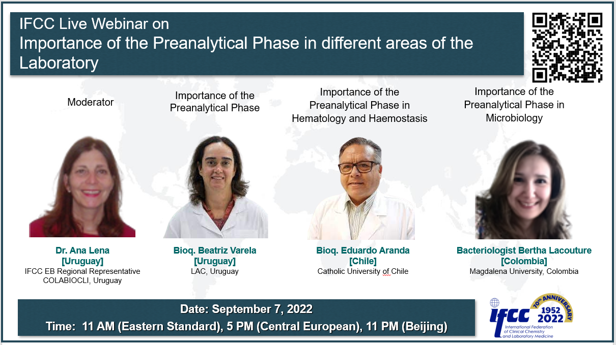 IFCC Webinar: "Importance of the Preanalytical Phase in different areas of the Laboratory ...